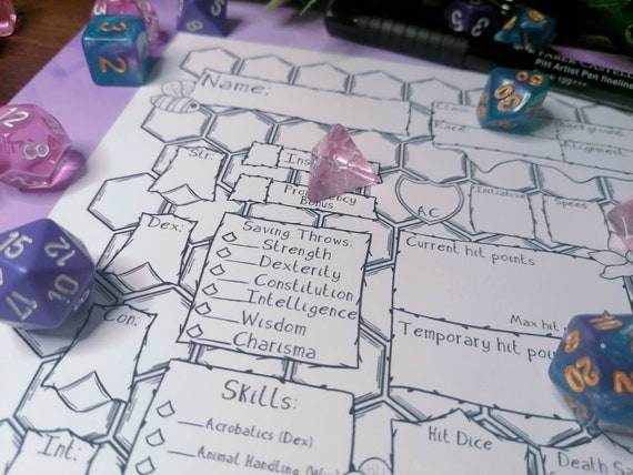 RPG 5e Character Sheet Bee Honeycomb - Etsy
