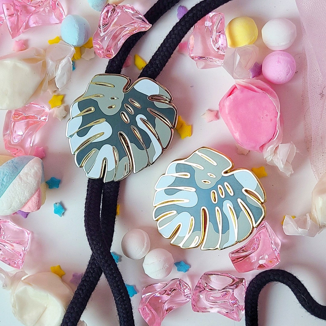 Black Monstera Bolo Ties and Enamel Pins - Etsy