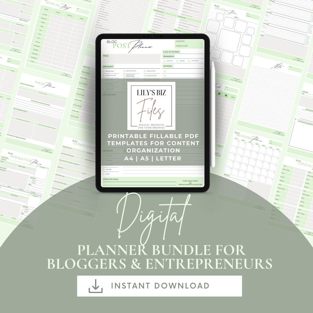 Digital Blog Planner Bundle for New and Seasoned Bloggers | Printable ...