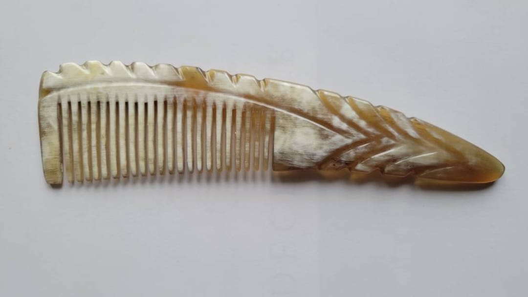 Yak Horn Beard Comb: Viking Inspired, Natural Keratin, Fine Teeth 7.6 ...