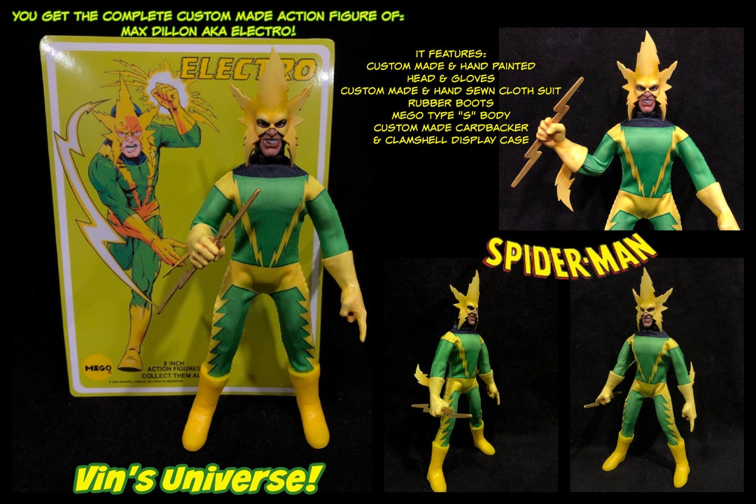 Custom 1/9th 8 Inch Mego Scale Spider-man Foe Custom 8 Electro Max ...