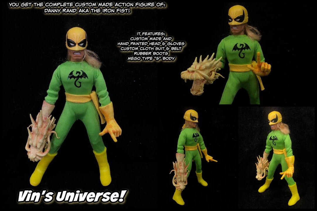 Custom 1/9th 8 Inch Mego Scale Danny Rand Iron Fist Dragon Punch Action ...