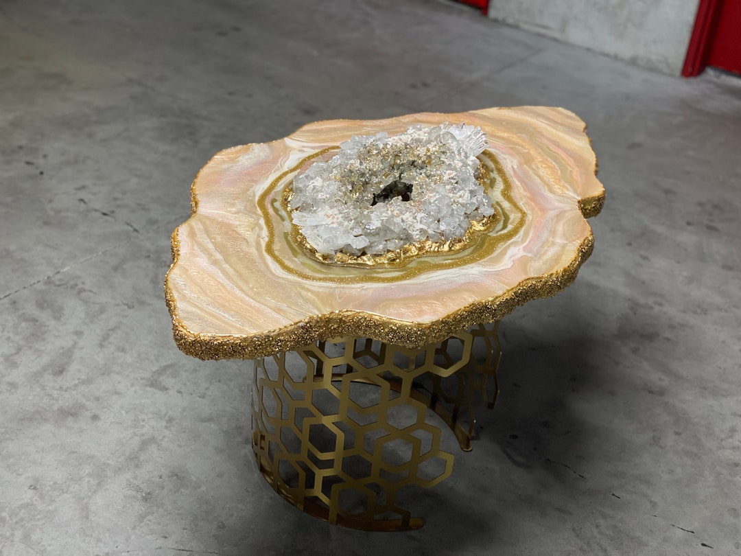 Rose Gold Geode Table - Etsy