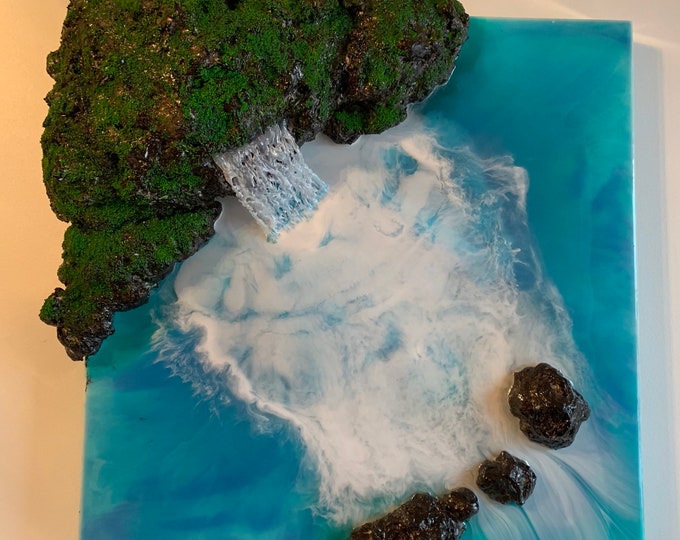 3d Waterfall Effect Resin Painting, Waterfall Wall Art - Etsy