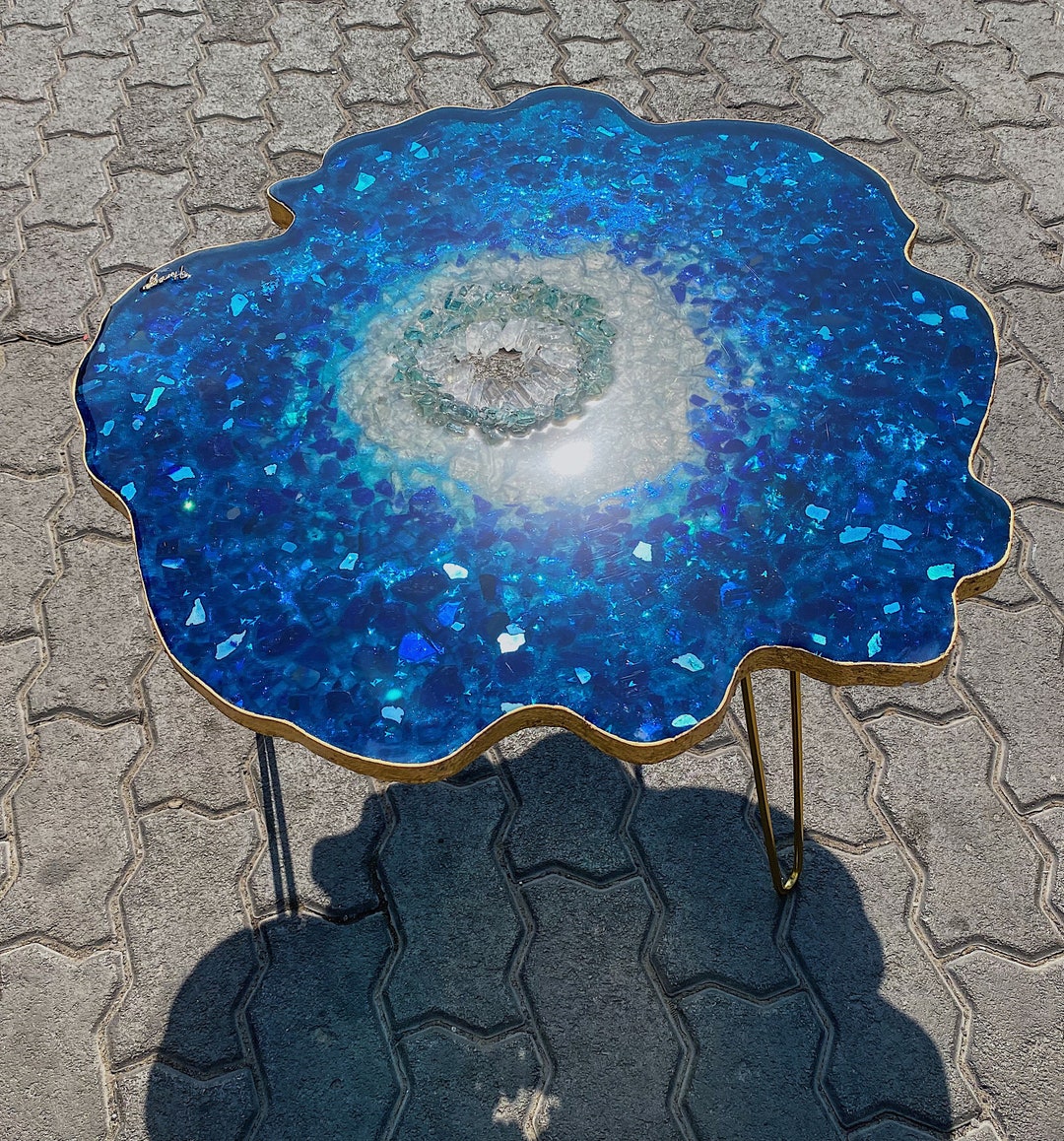 Blue Crystal Geode Table - Etsy