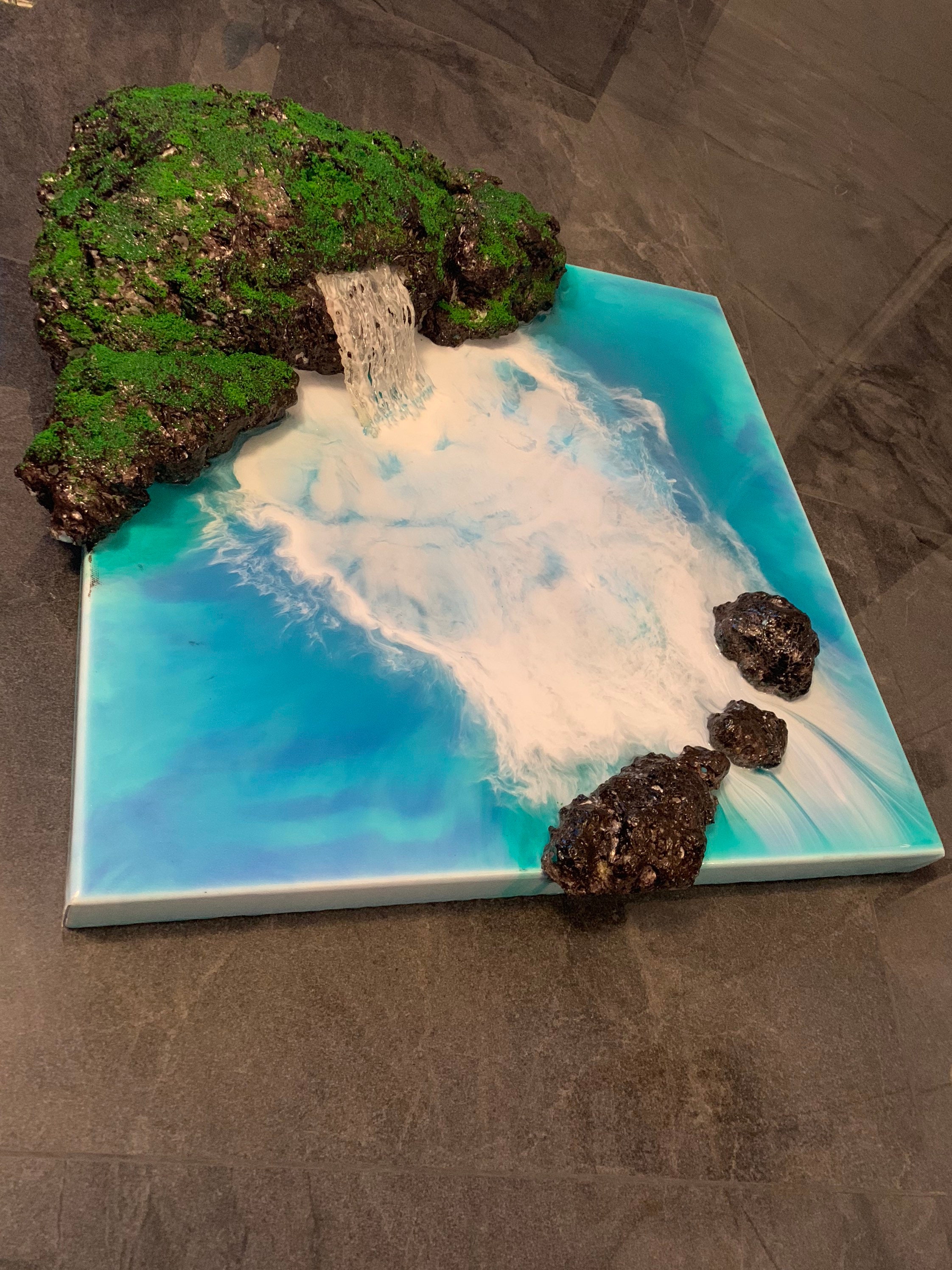 3d Waterfall Effect Resin Painting, Waterfall Wall Art - Etsy