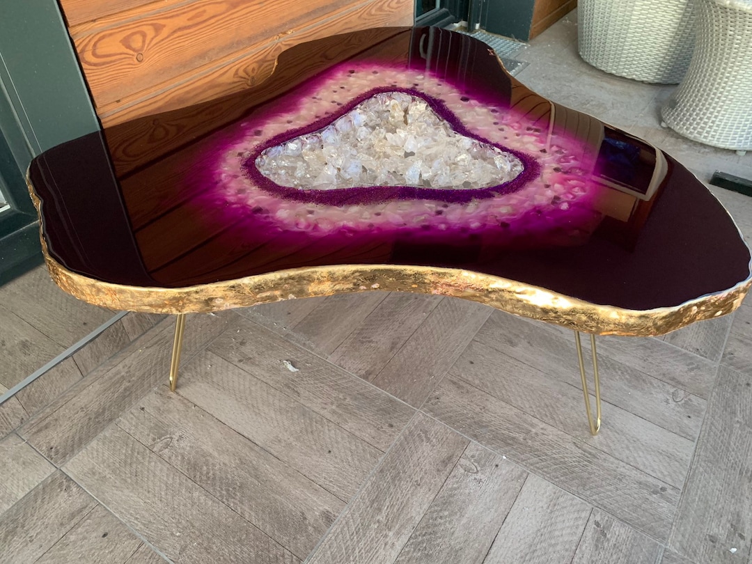 Amethyst Table, Geode Epoxy Table, Live Edge Modern Coffee Table,handmade Resin Table,amethysts ...