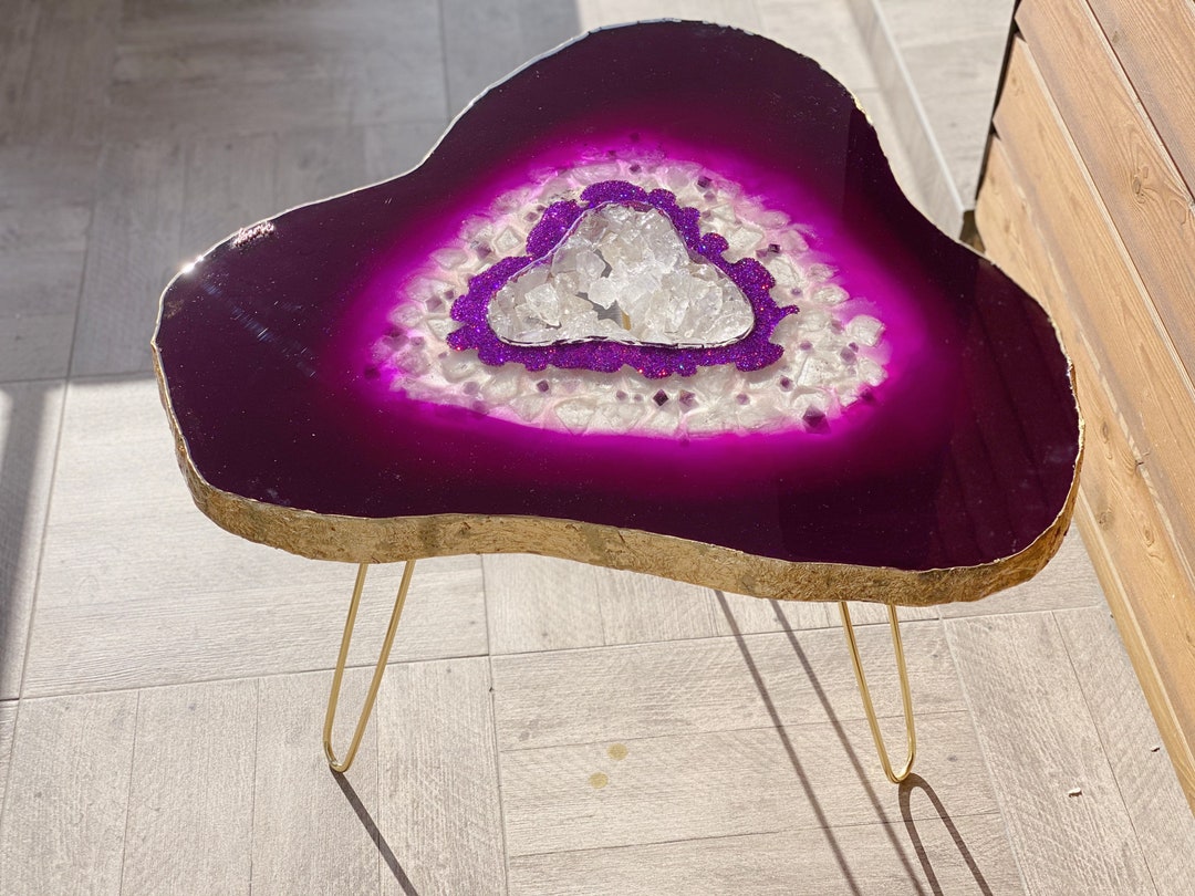Amethyst Geode Coffee Table: Handmade Resin Table With Quartz ...
