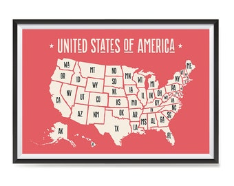 USA Maps With States Details Posters Poster Printing Wall Art Print for ...
