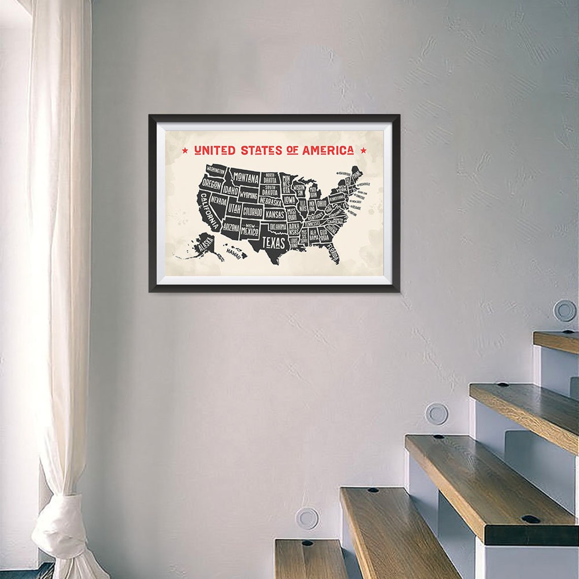 USA Maps With States Details Posters Poster Printing Wall - Etsy
