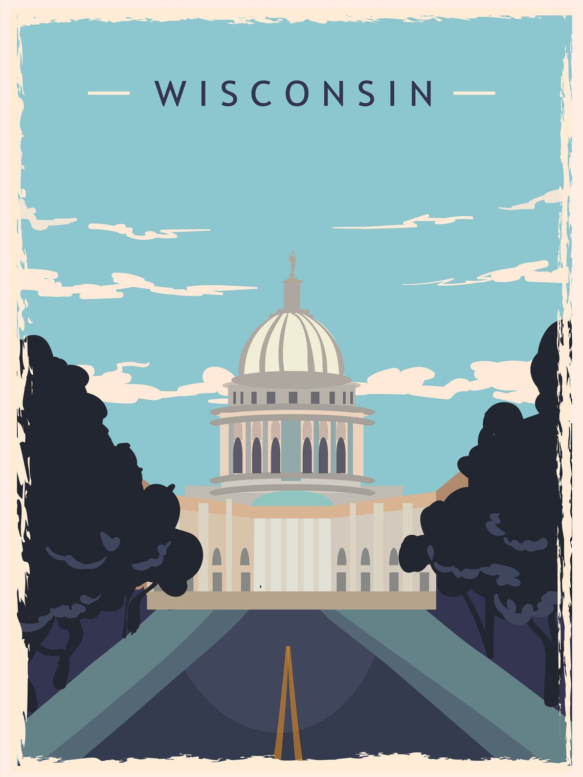 Retro Style USA STATES Travel Poster Series- Grunge, Vintage State ...