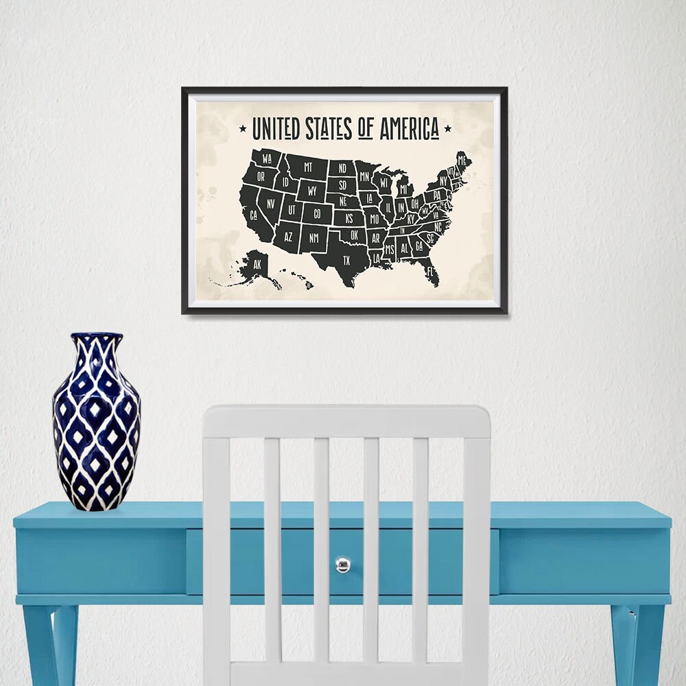 USA Maps With States Details Posters - Poster Printing - Wall Art Print ...