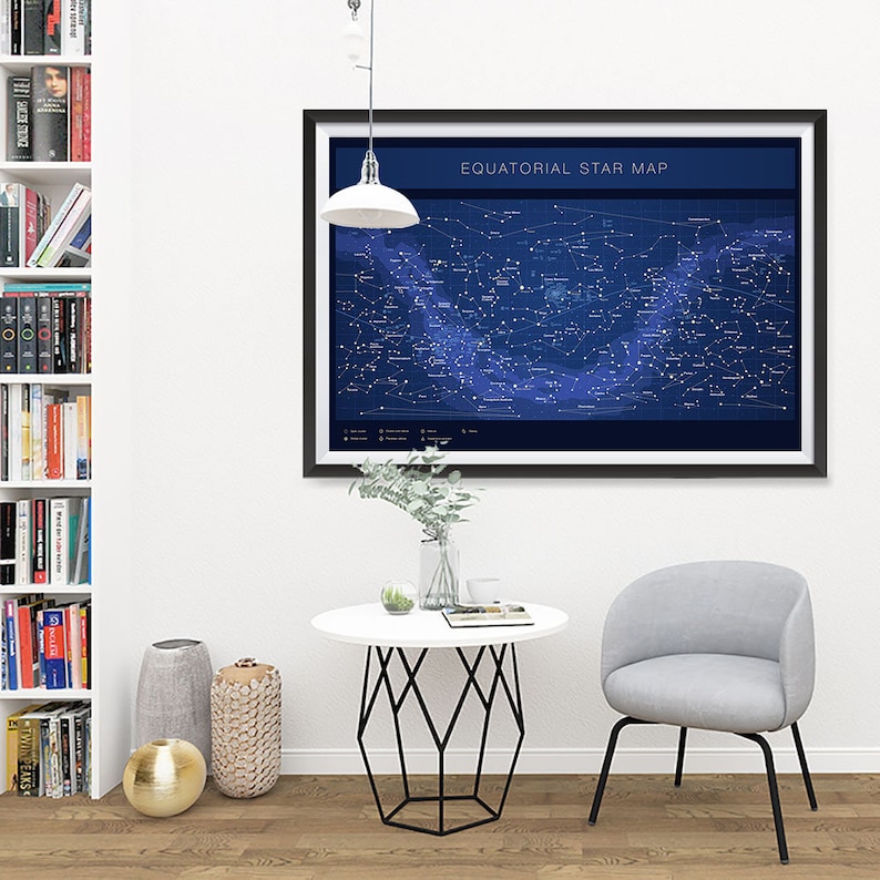 Highly Detailed Equatorial Star Map Poster Constellations - Etsy
