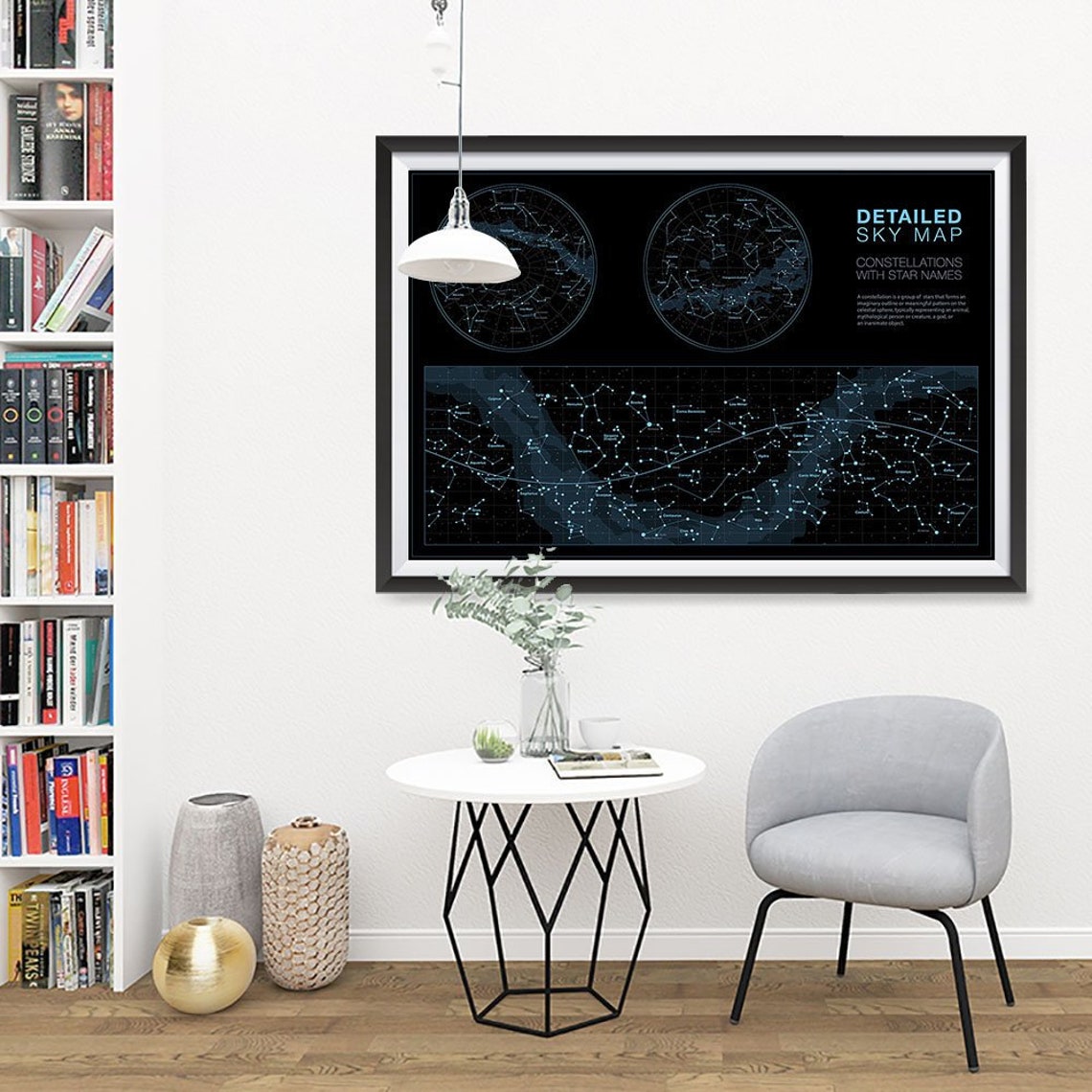 Highly Detailed SKY MAP POSTER - Constellations With Star Names - Wall ...