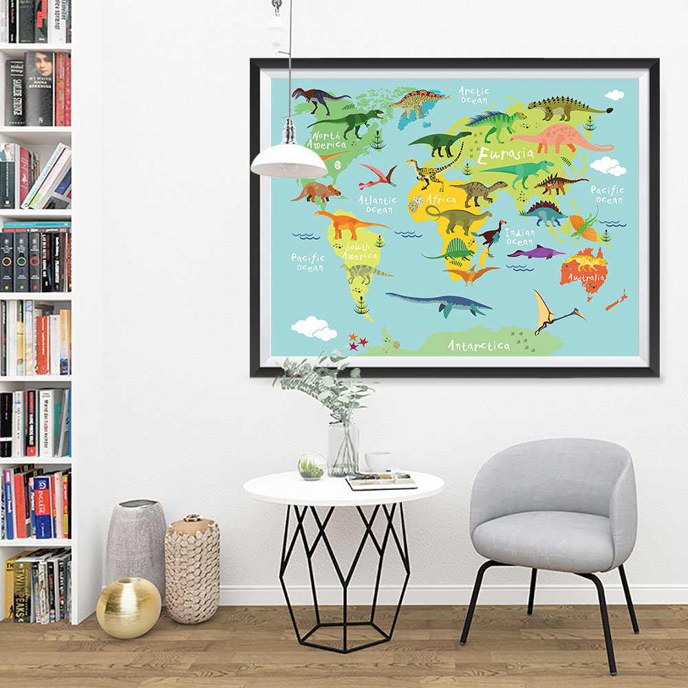 Kids Animals Funny World Map Poster Printing Wall Art | Etsy