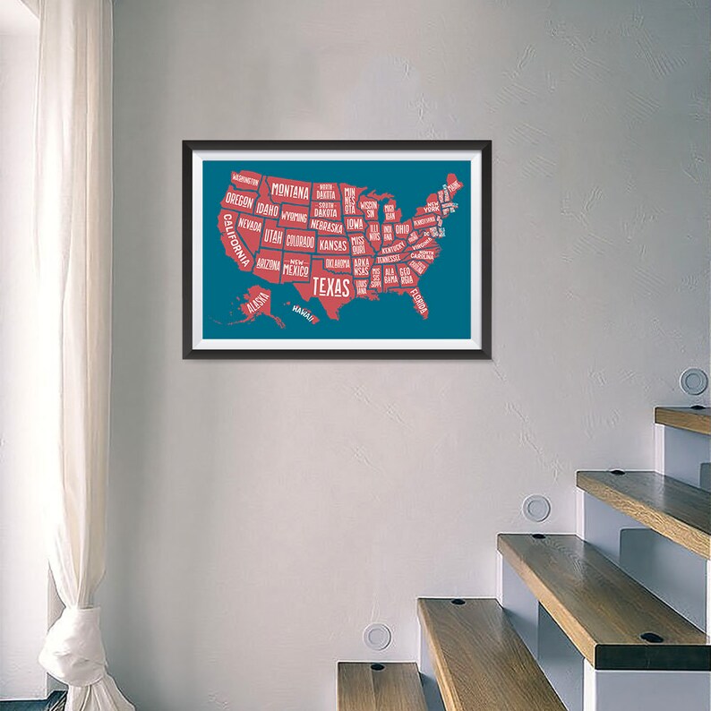 USA Maps With States Details Posters Poster Printing Wall | Etsy