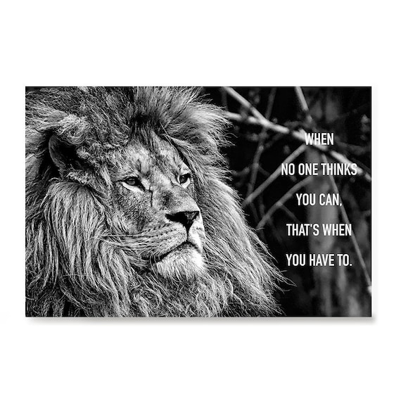 Most Popular Lion Theme Quote Posters Power Strength Brave - Etsy