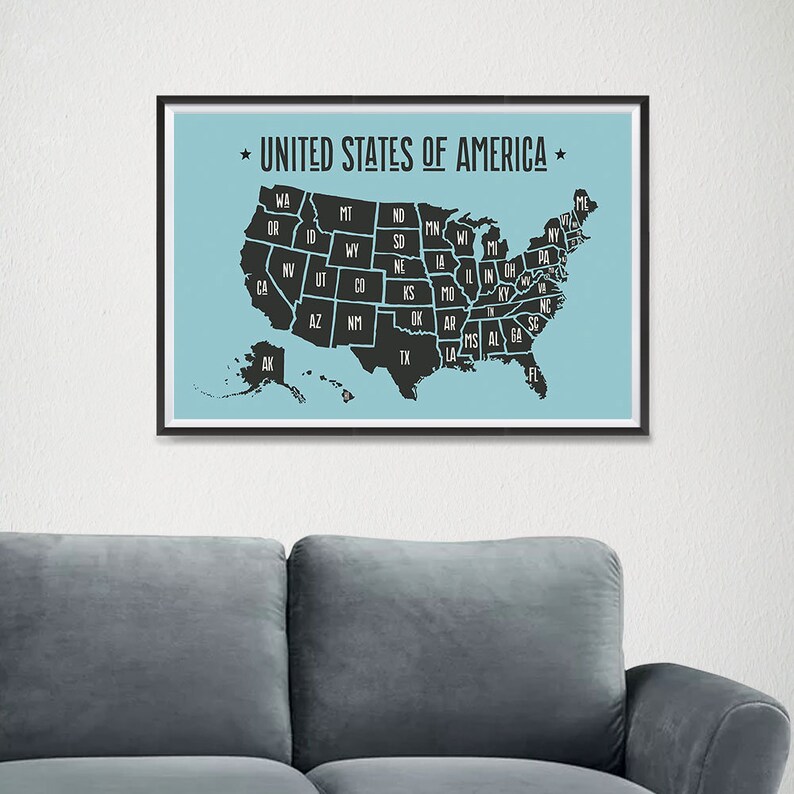 USA Maps With States Details Posters Poster Printing Wall - Etsy