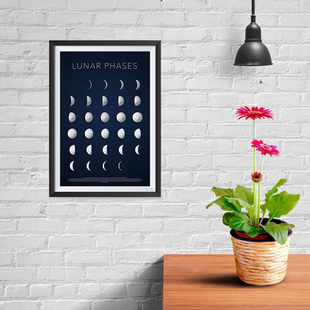 LUNAR PHASES ILLUSTRATION Poster - Educational Space Series - Phases of ...