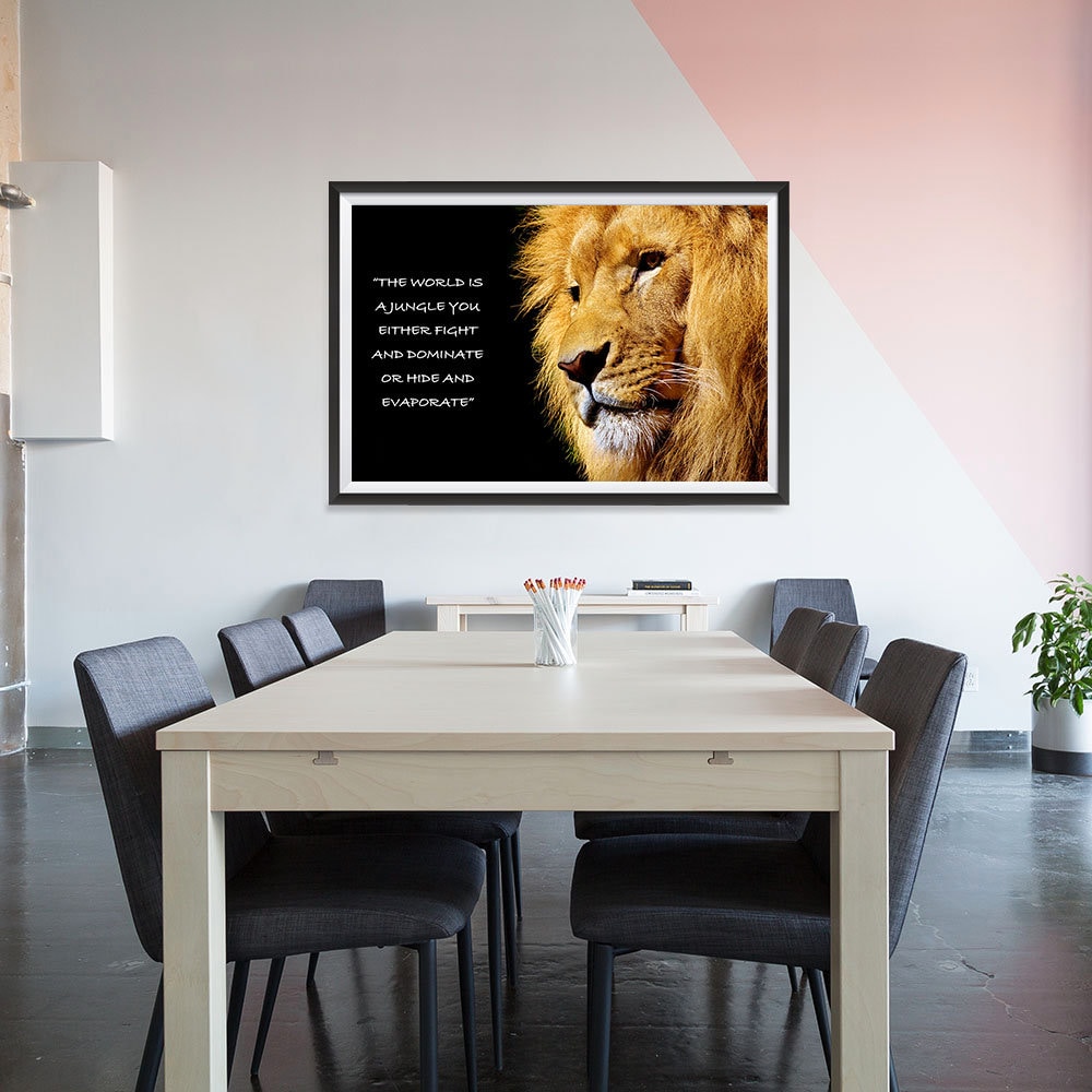Most Popular Lion Theme Quote Posters Power Strength Brave | Etsy