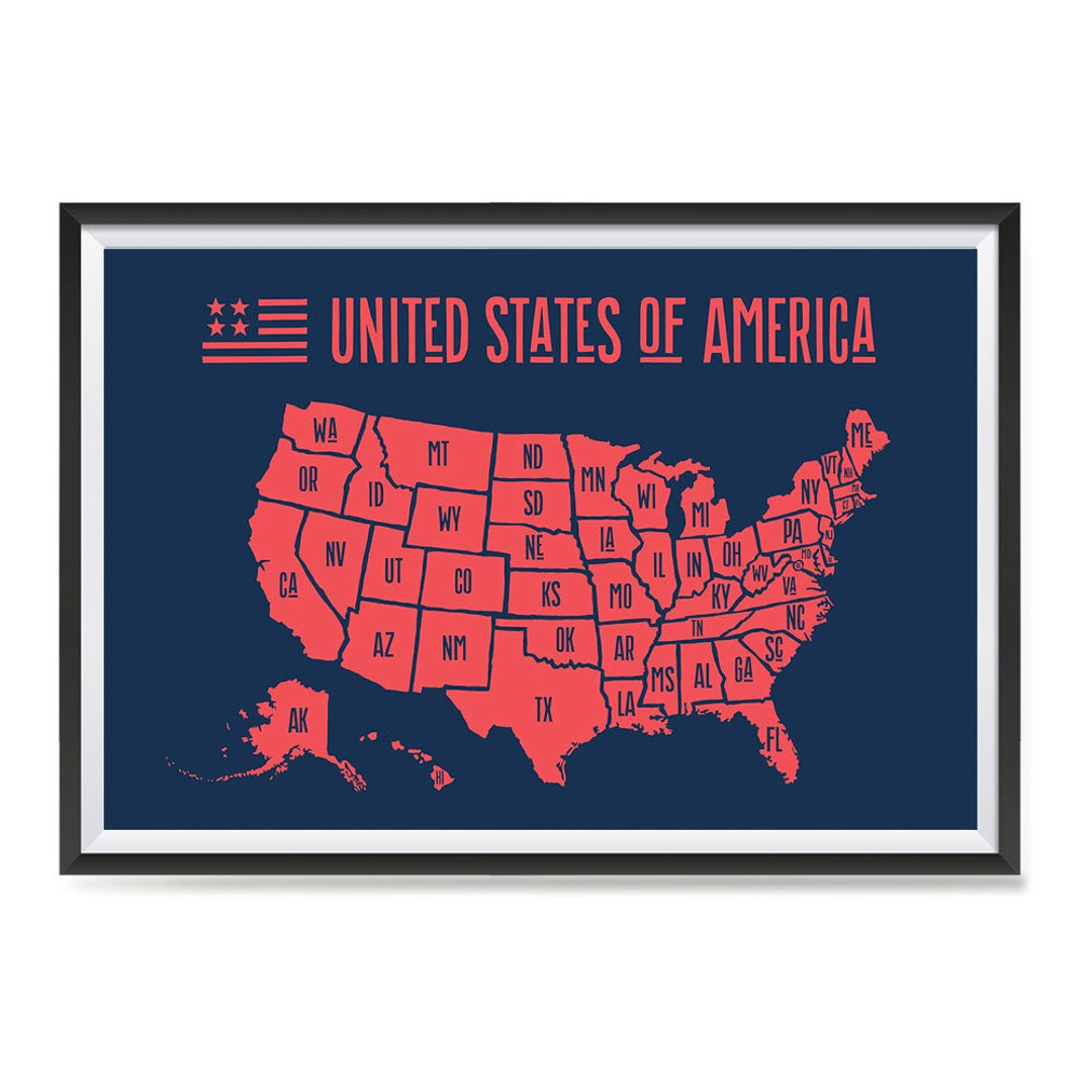 USA Maps With States Details Posters - Poster Printing - Wall Art Print ...