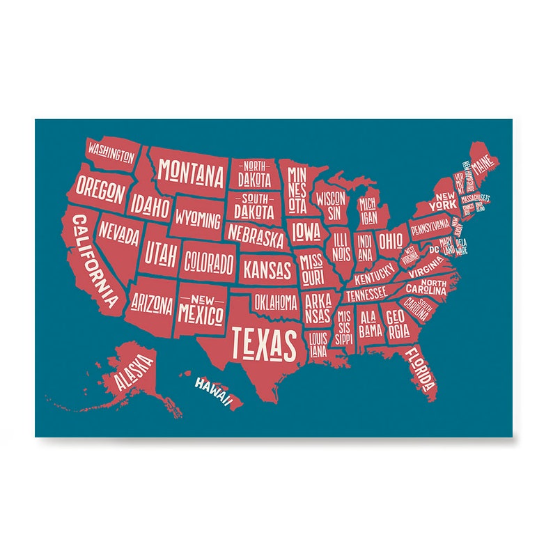USA Maps With States Details Posters - Poster Printing - Wall Art Print ...