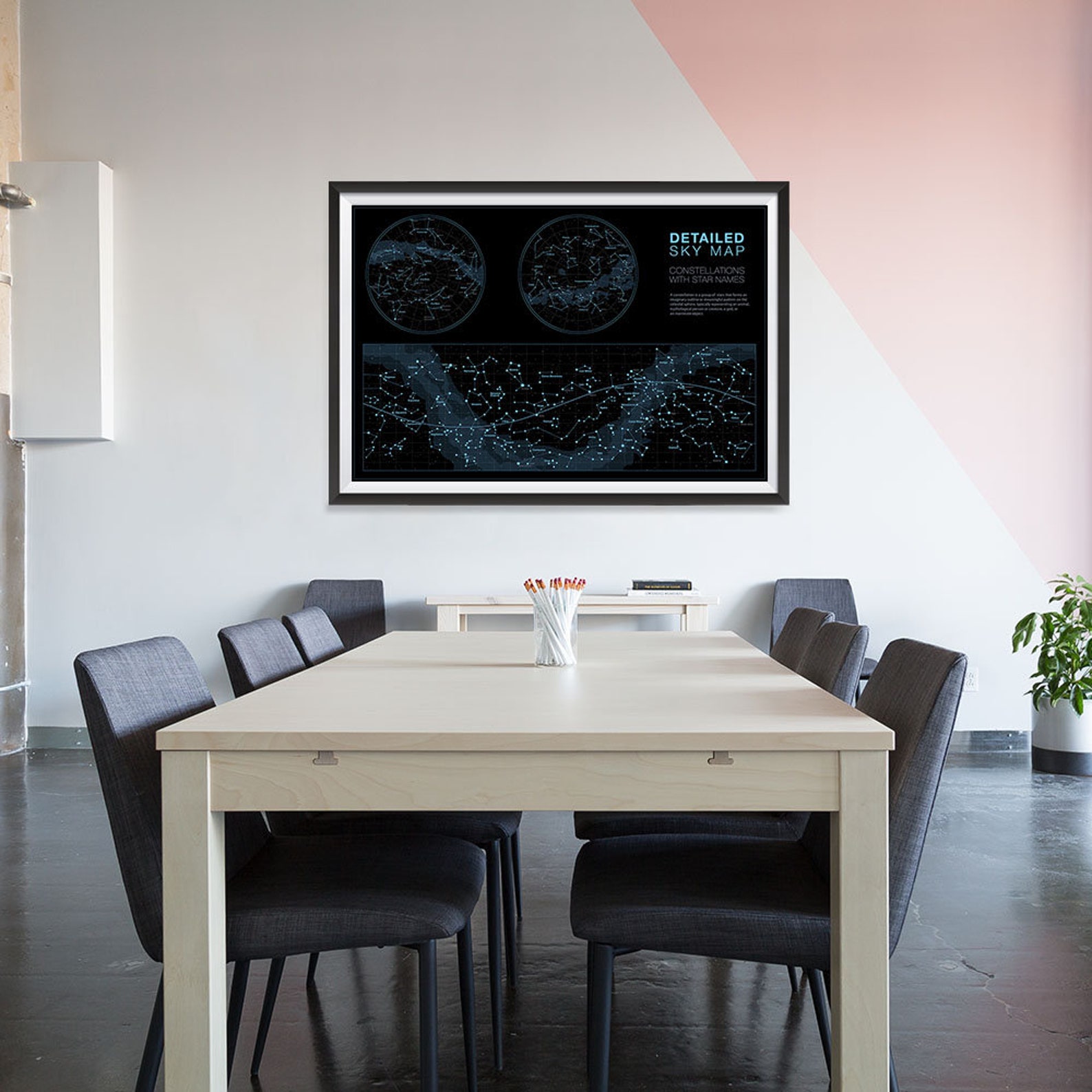 Highly Detailed SKY MAP POSTER Constellations With Star Names Wall Art ...