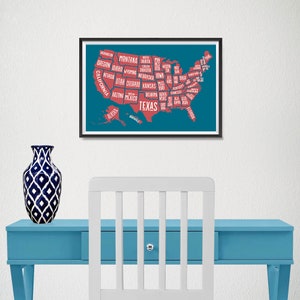 USA Maps With States Details Posters - Poster Printing - Wall Art Print ...