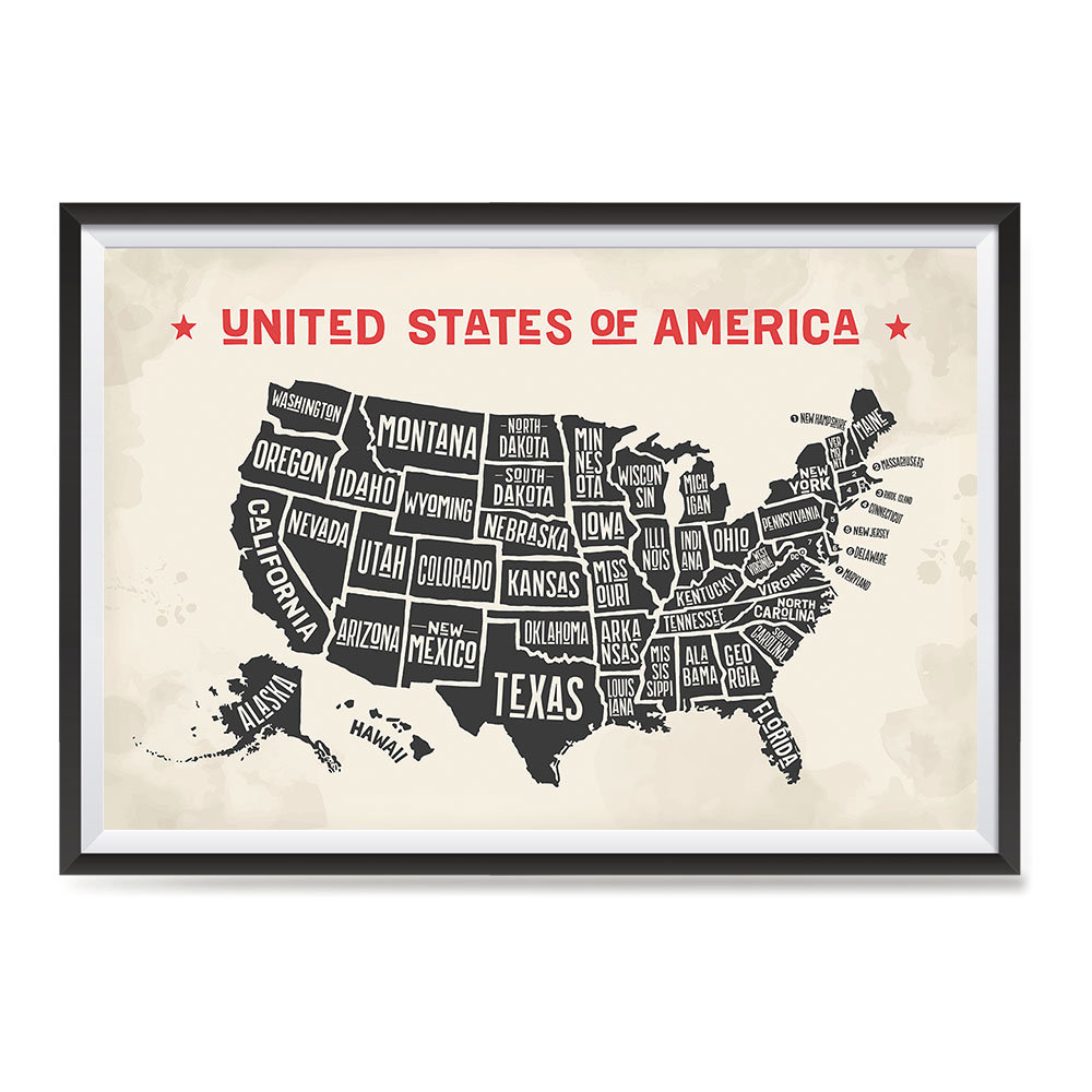 USA Maps With States Details Posters Poster Printing Wall Art Print for ...