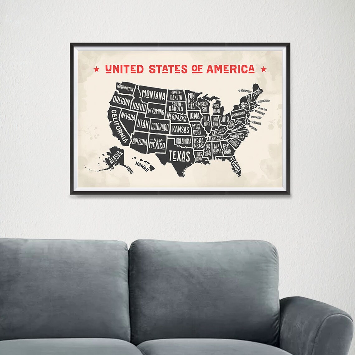 USA Maps With States Details Posters Poster Printing Wall - Etsy