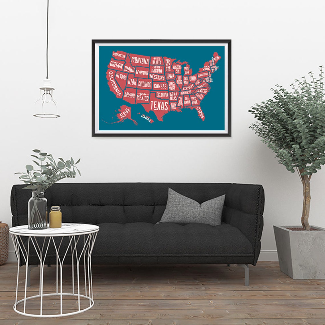USA Maps With States Details Posters Poster Printing Wall | Etsy
