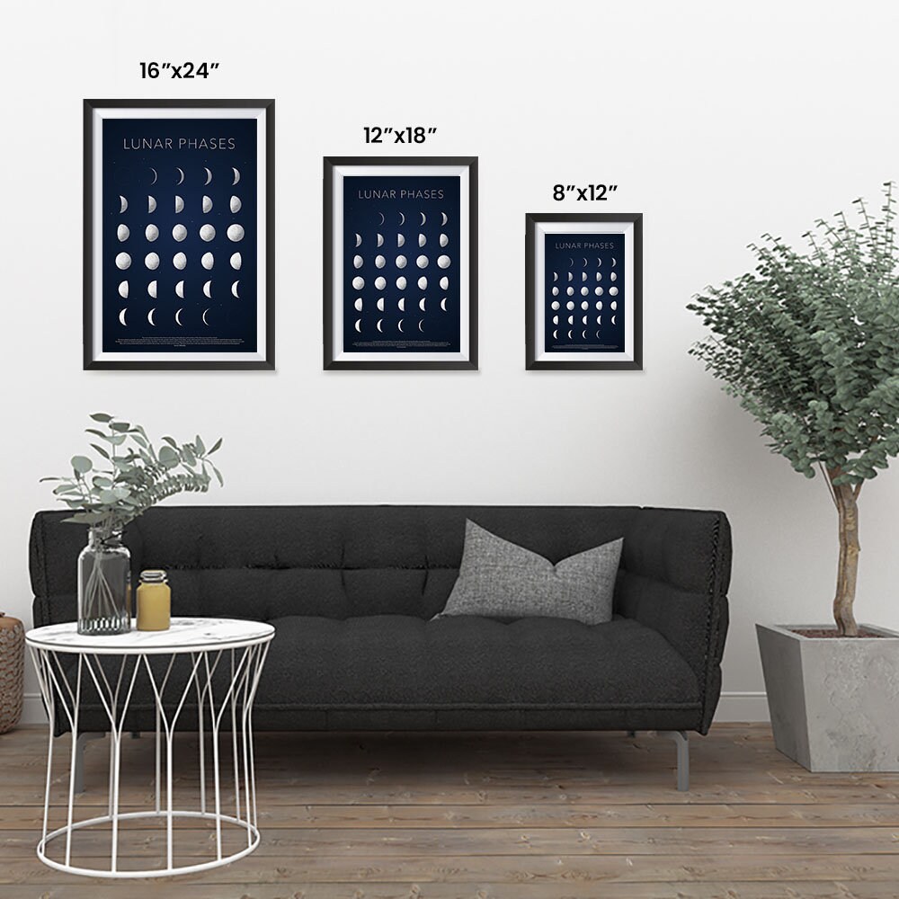 LUNAR PHASES ILLUSTRATION Poster - Educational Space Series - Phases of ...