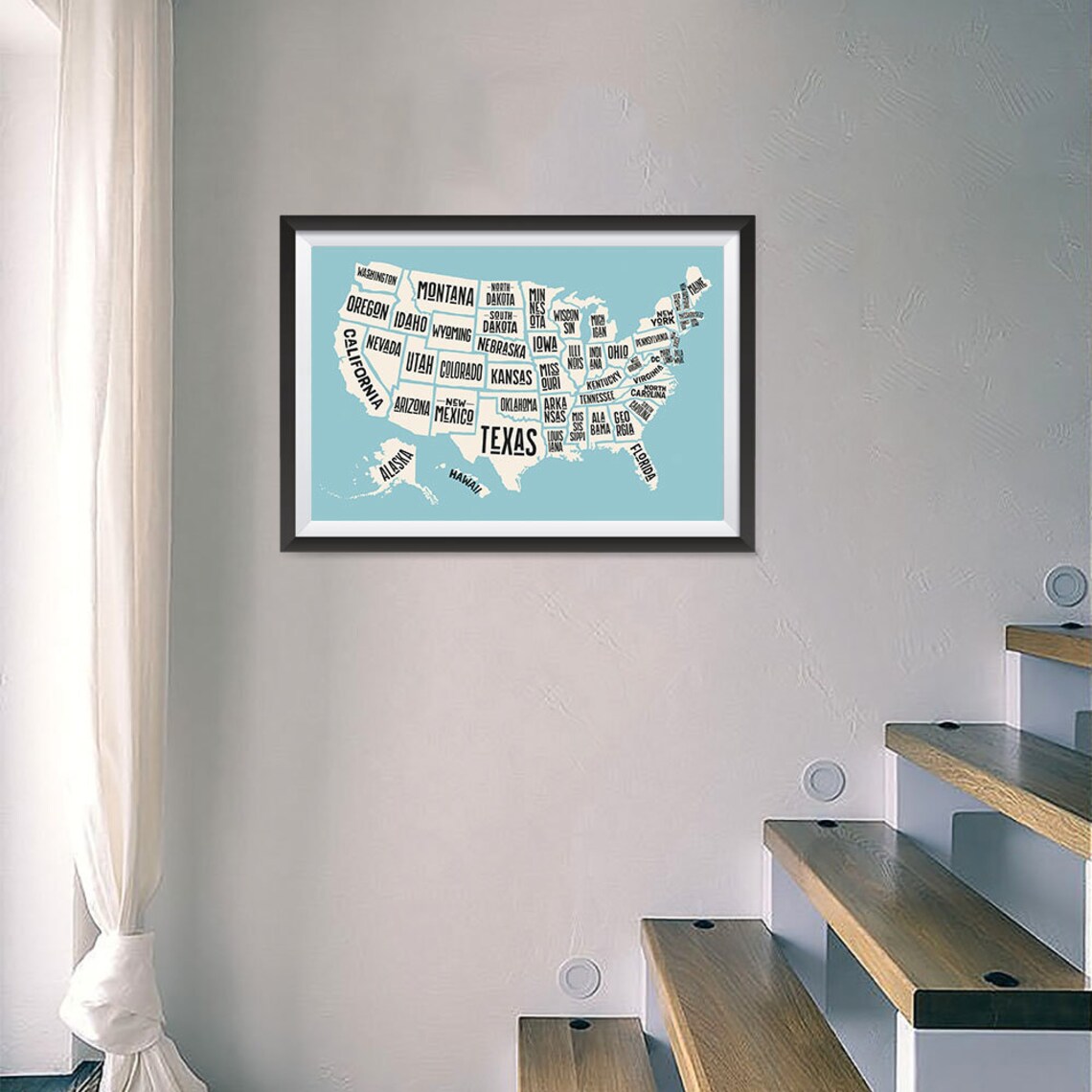 USA Maps With States Details Posters Poster Printing Wall | Etsy