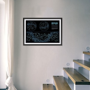 Highly Detailed SKY MAP POSTER - Constellations With Star Names - Wall ...