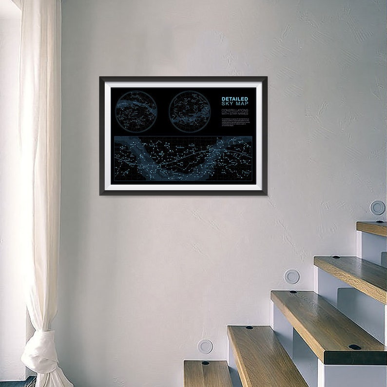 Highly Detailed SKY MAP POSTER Constellations With Star | Etsy