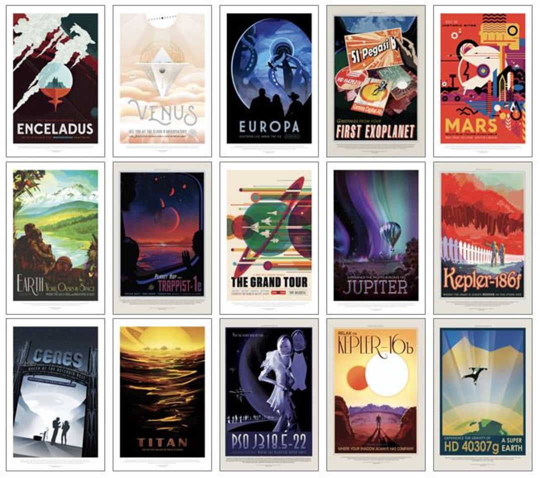 NASA JPL Space Travel Posters - Set of 15 (whole Set) Amazing NASA Art ...