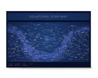 Highly Detailed Equatorial Star Map Poster Constellations | Etsy