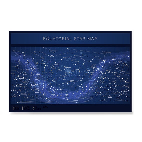 Highly Detailed Equatorial Star Map Poster Constellations - Etsy Canada