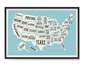 USA Maps With States Details Posters Poster Printing Wall | Etsy