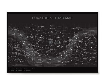 Highly Detailed Equatorial Star Map Poster Constellations | Etsy