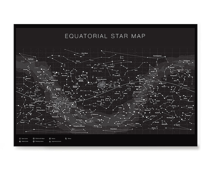 Highly Detailed Equatorial Star Map Poster Constellations - Etsy