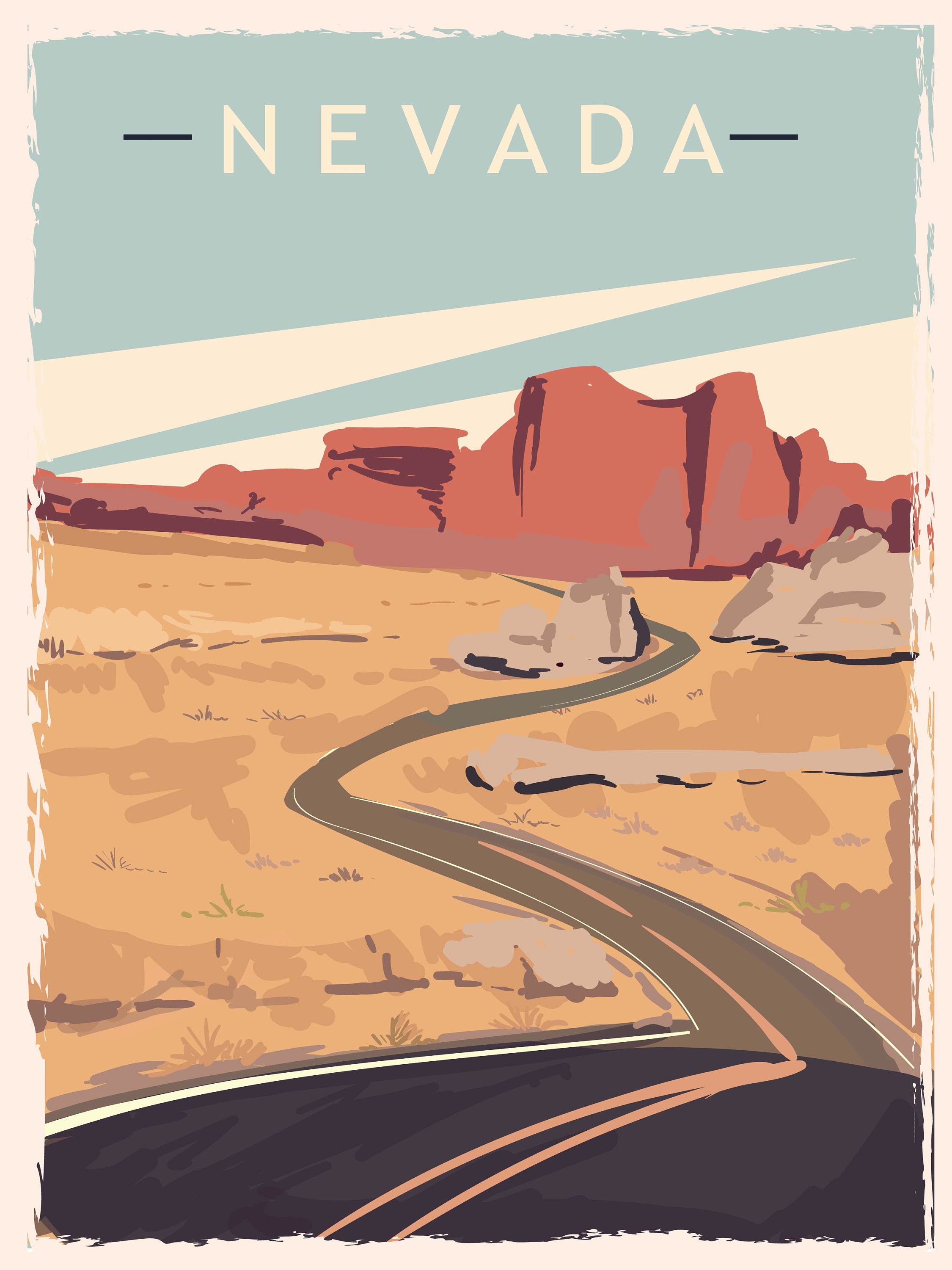 Retro Style USA STATES Travel Poster Series- Grunge, Vintage State ...