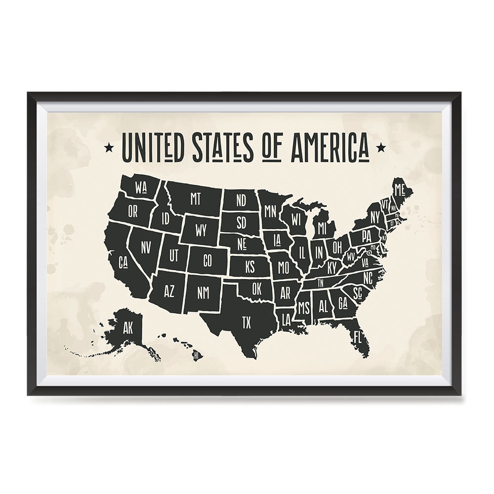 USA Maps With States Details Posters - Poster Printing - Wall Art Print ...