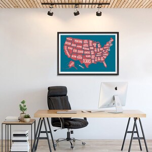 USA Maps With States Details Posters - Poster Printing - Wall Art Print ...