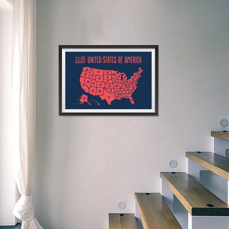 USA Maps With States Details Posters - Poster Printing - Wall Art Print ...