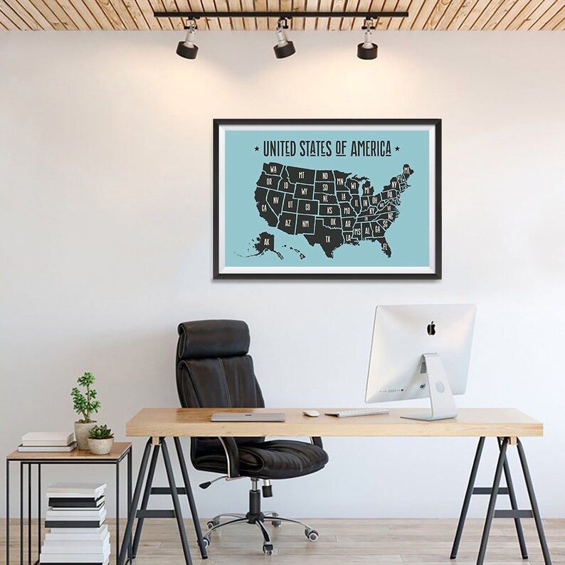 USA Maps With States Details Posters - Poster Printing - Wall Art Print ...