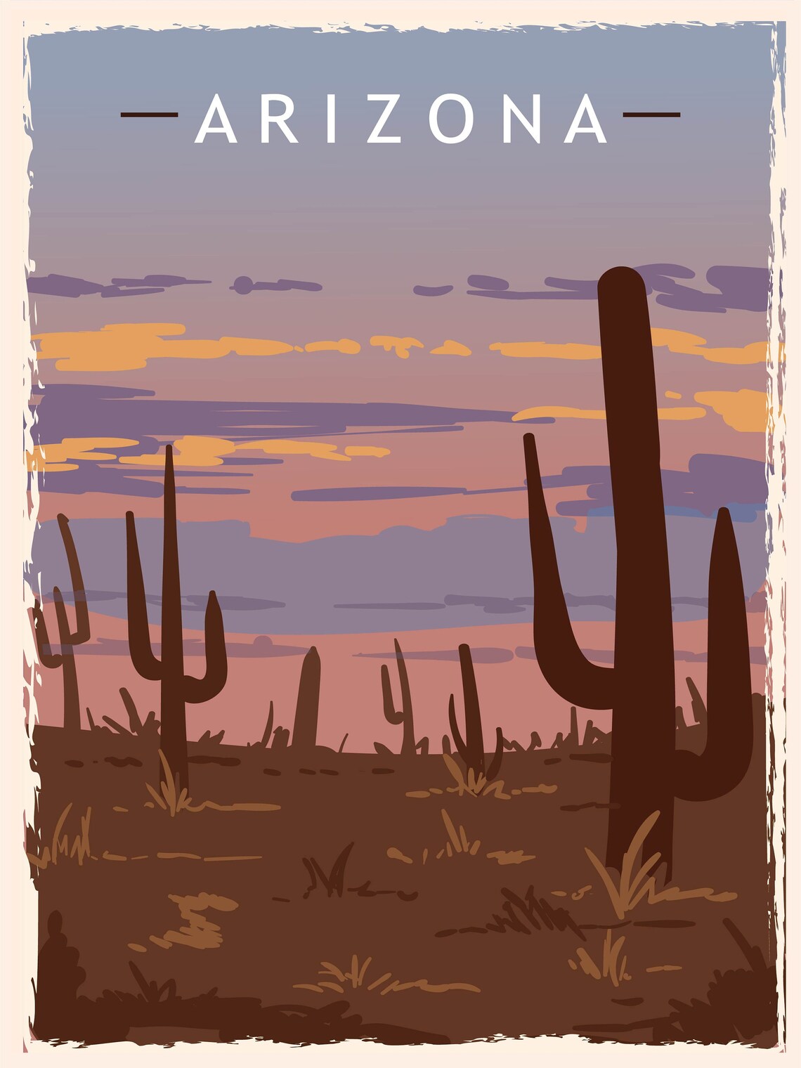 Retro Style USA STATES Travel Poster Series- Grunge, Vintage State ...