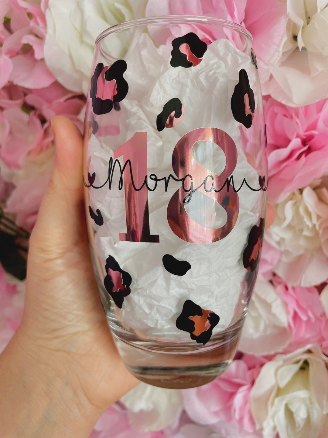 Personalised Mixer Glass Leopard Print Glass Vodka Whisky Gin Hi Ball ...