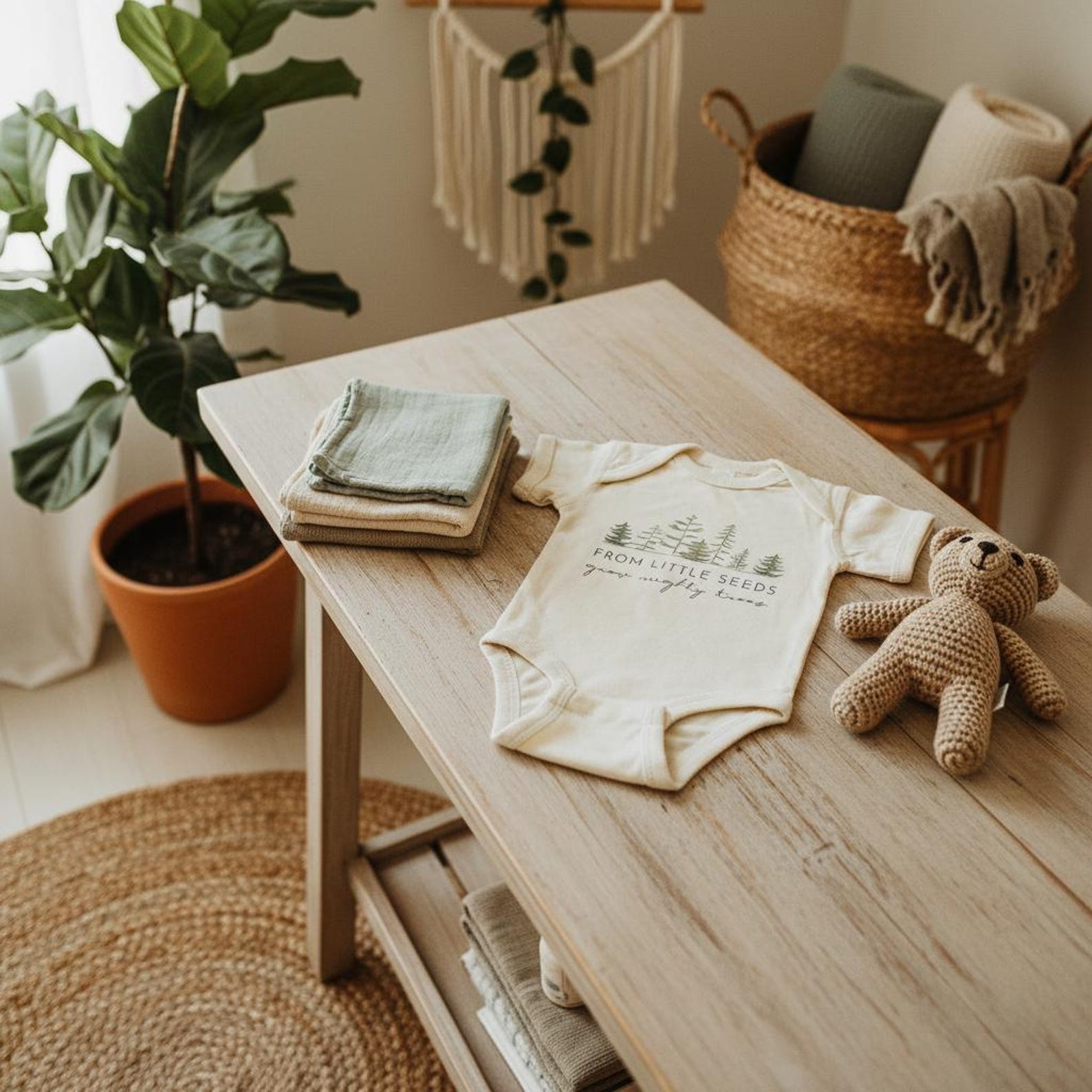 TIMBER Pine Tree Baby One Piece Jumper, From Little Seeds Grow Mighty ...