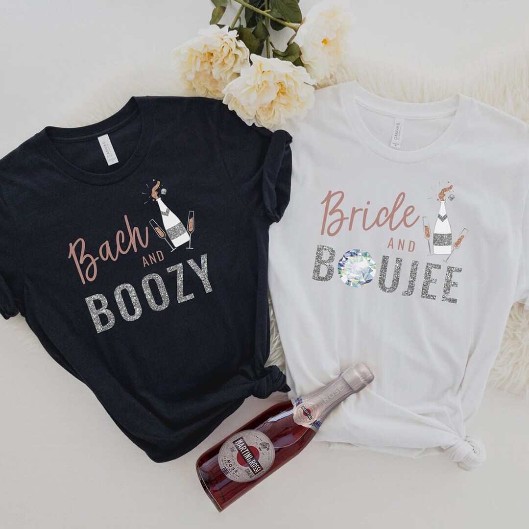Bride and Boujee Bachelorette Shirts, Faux Silver Glitter and Rose Gold ...